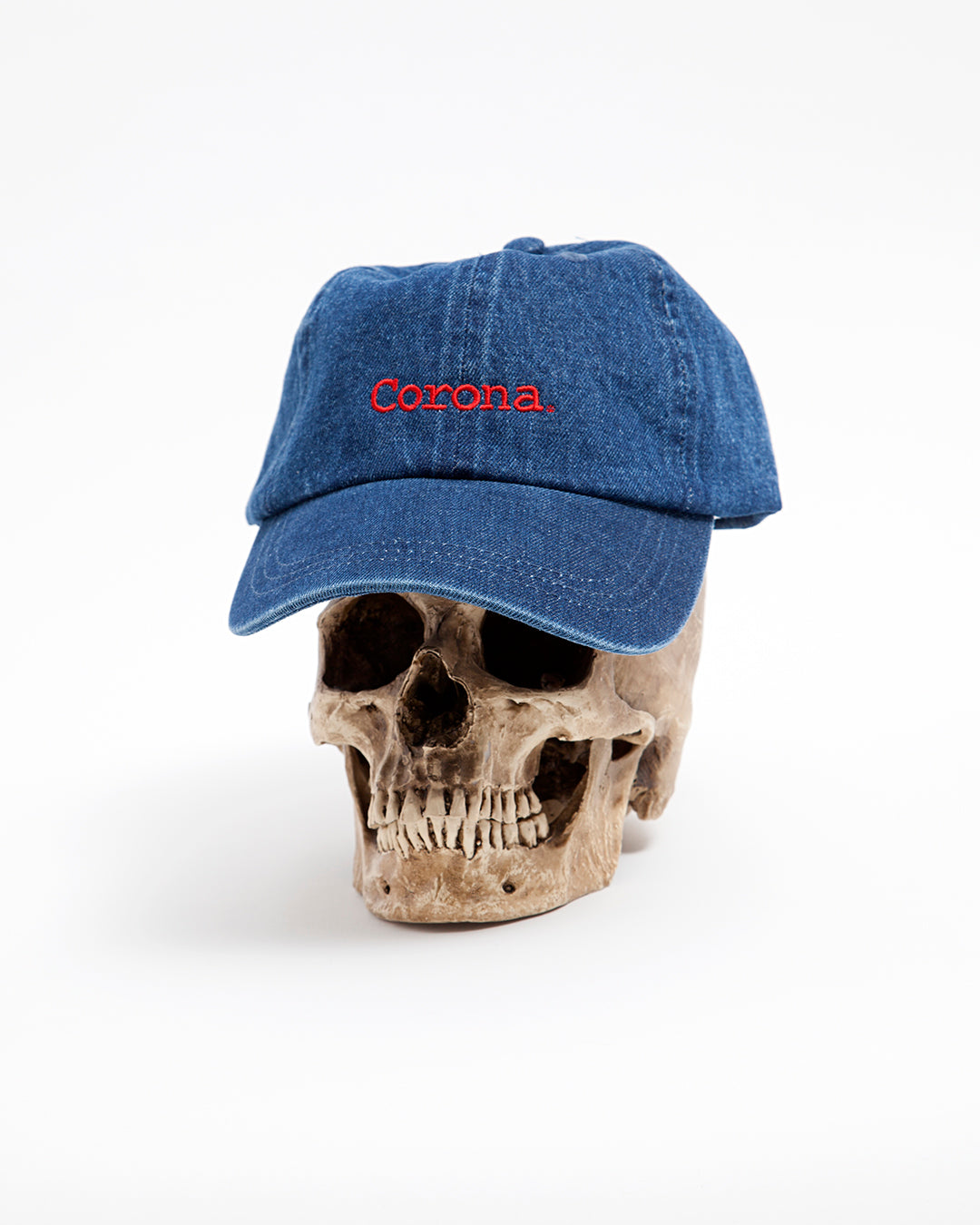 CA020・CORONA LOGO EMBROIDERY CAP / Denim × Red Embroidery – THE CORONA ...